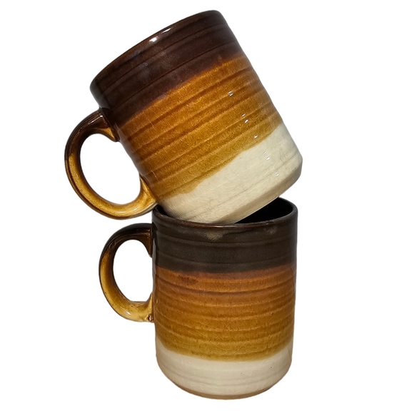 Dining | Vintage Tri Color Stoneware Coffee Mugs | Poshmark